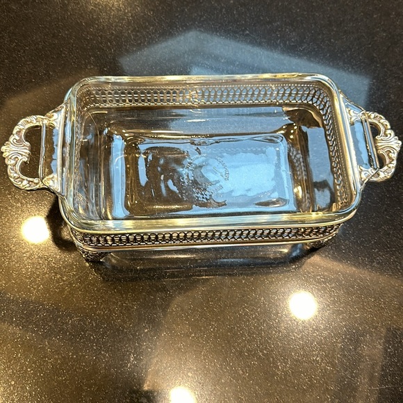 Dining | Silver Plate Serving Dish With Pyrex Loaf Pan 12 X 55 | Poshmark